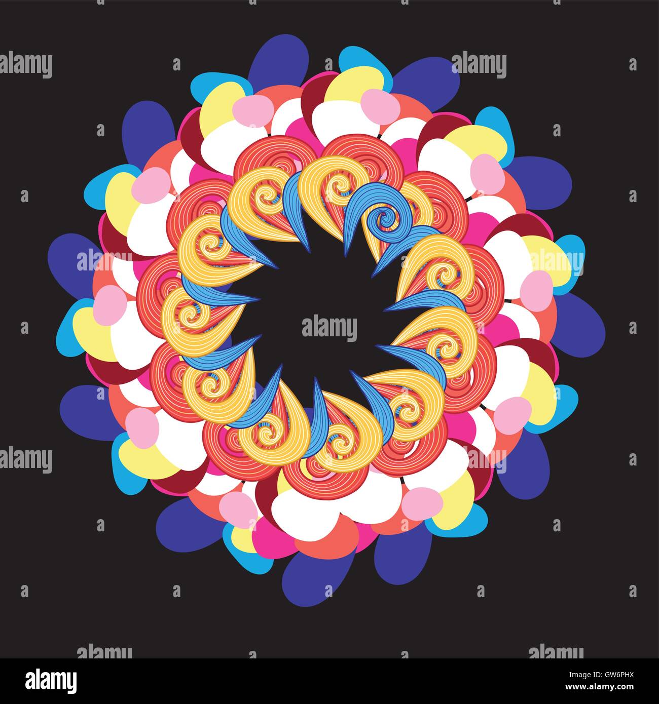 abstract colorful circular pattern on a dark background Stock Vector ...