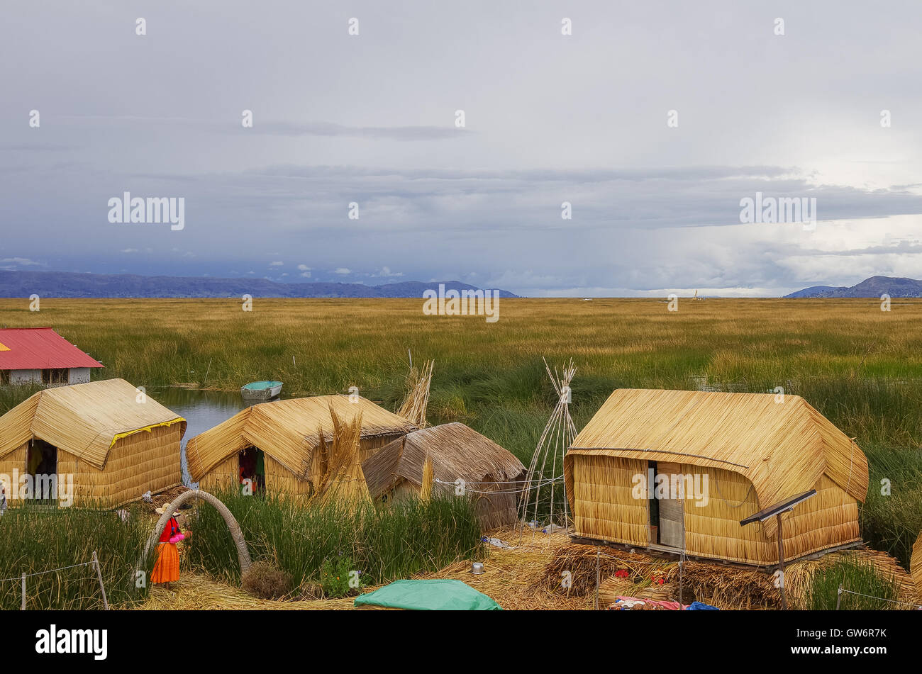 Titicaca, Peru, January 4, 2015 - Traditional houses of local people in ...