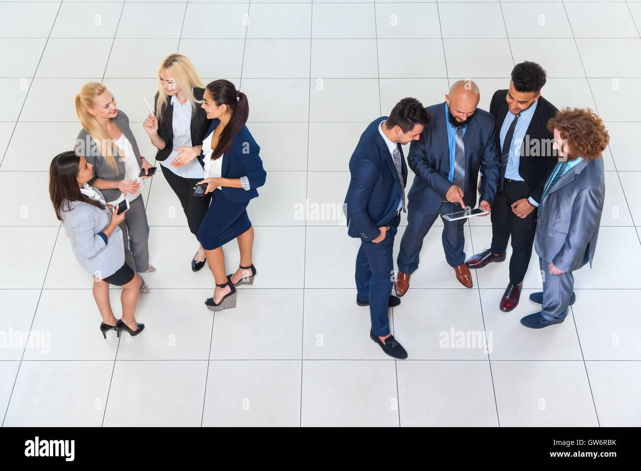 Business People Group Men and Women Standing Separate Discussion ...