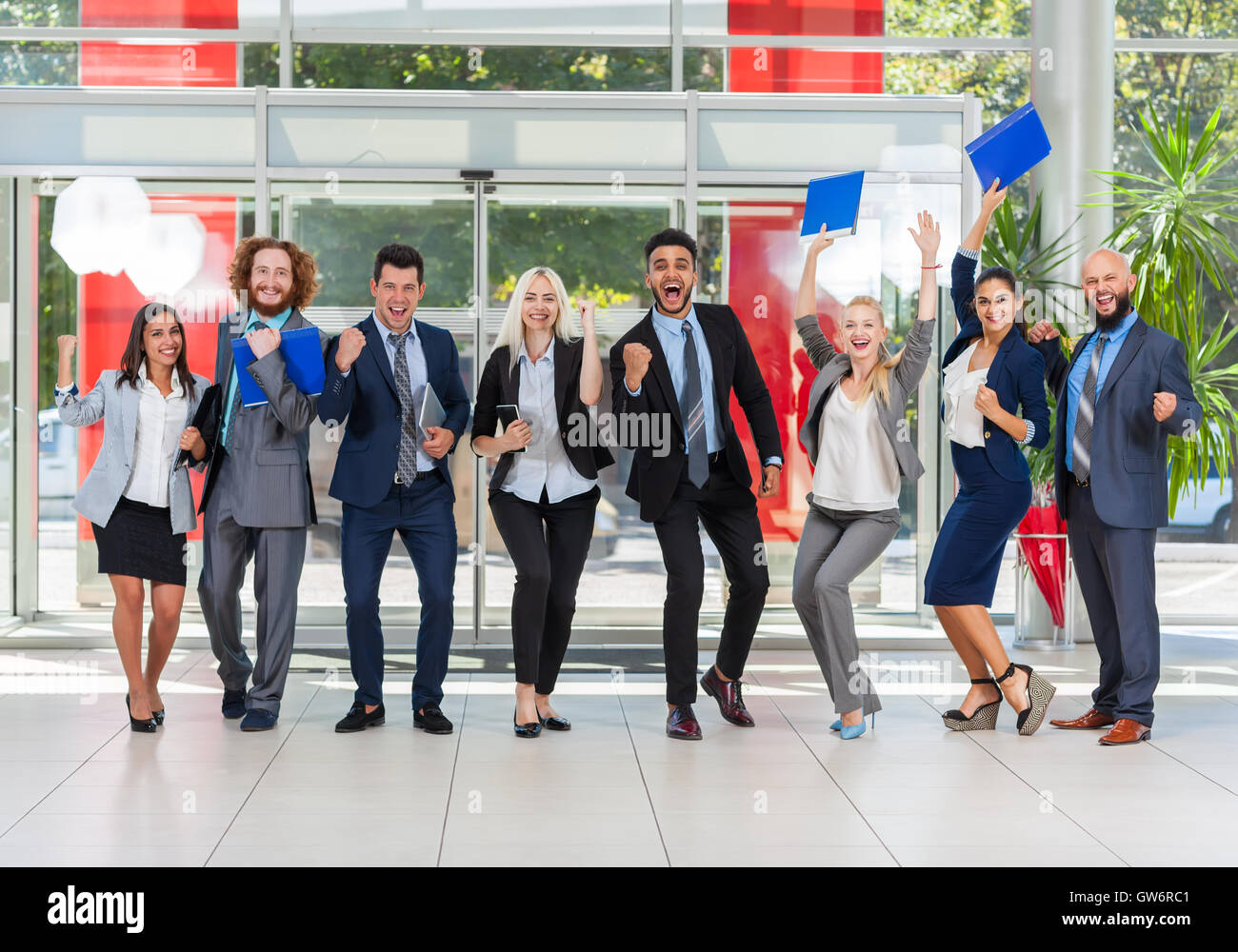 Business People Group Successful Excited Team In Modern Office ...