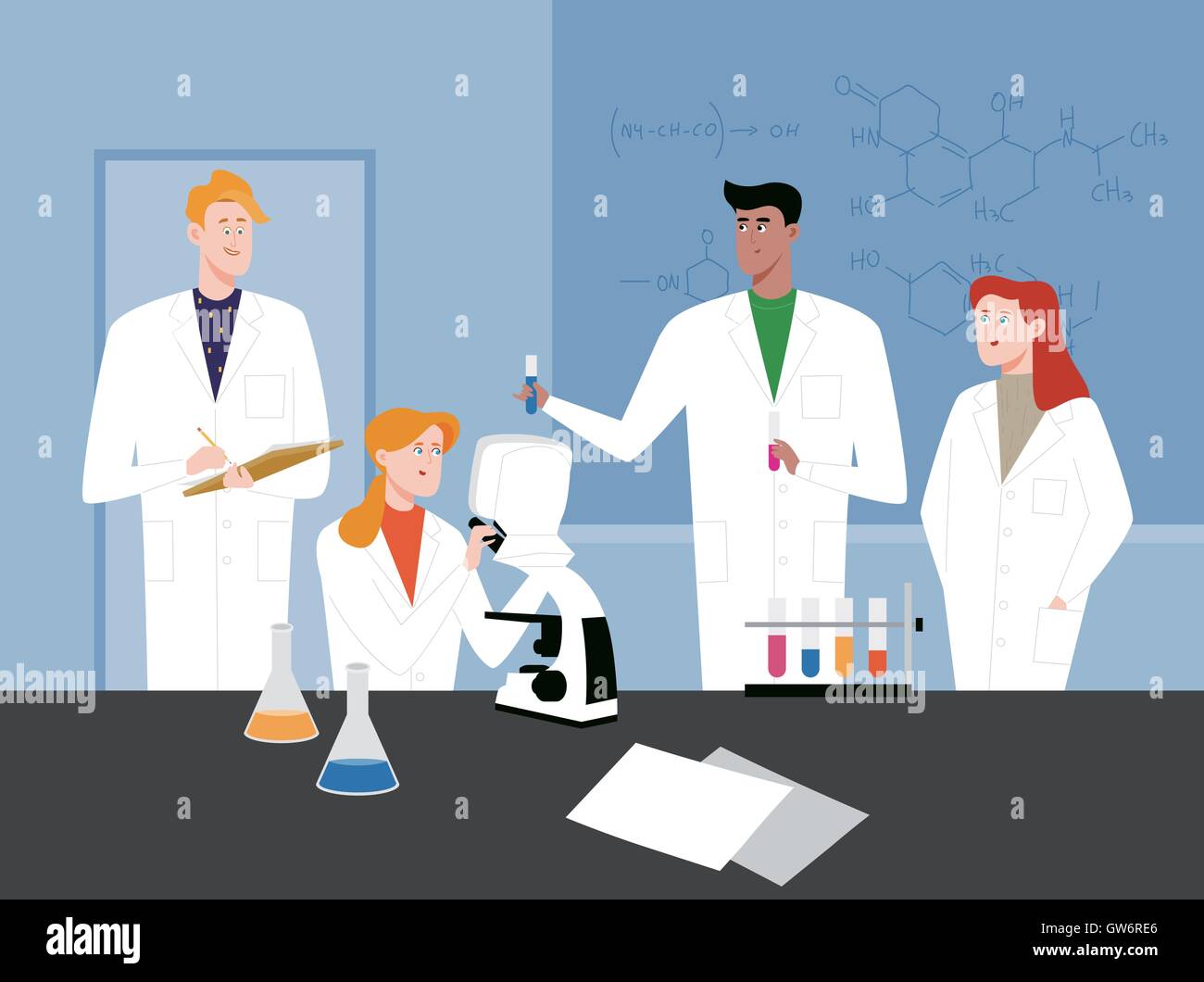 Science students experiment test tube Stock Vector Images - Alamy