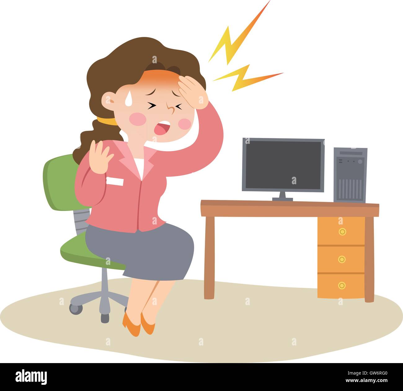 Headache computer woman Stock Vector Images - Alamy