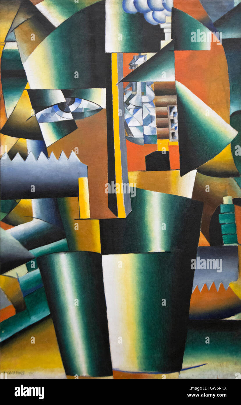 Kazimir Malevich: "Portrait of Ivan Kliun". Oil on canvas (1913 Stock ...