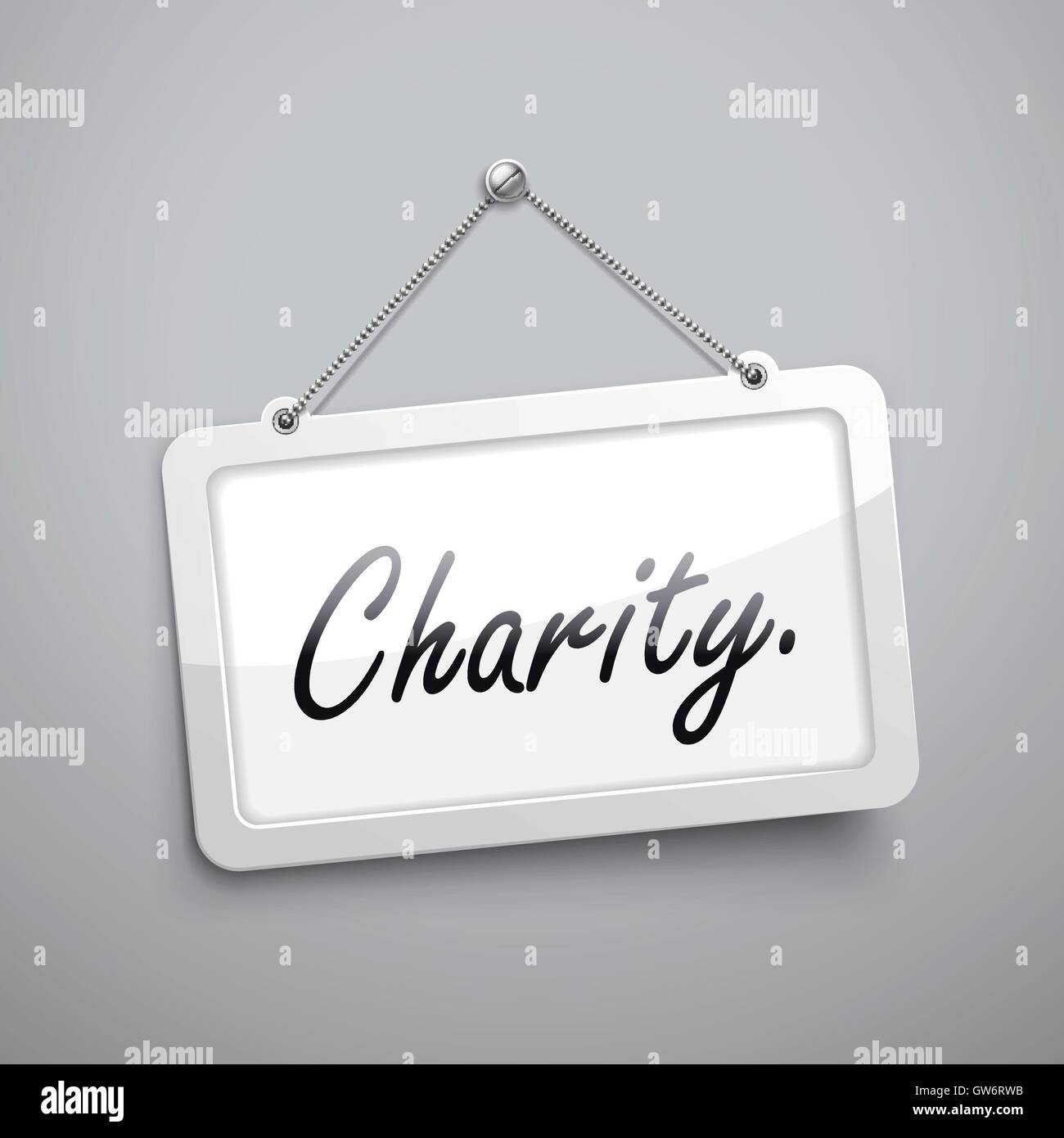 charity hanging sign, 3D illustration isolated on grey wall Stock ...