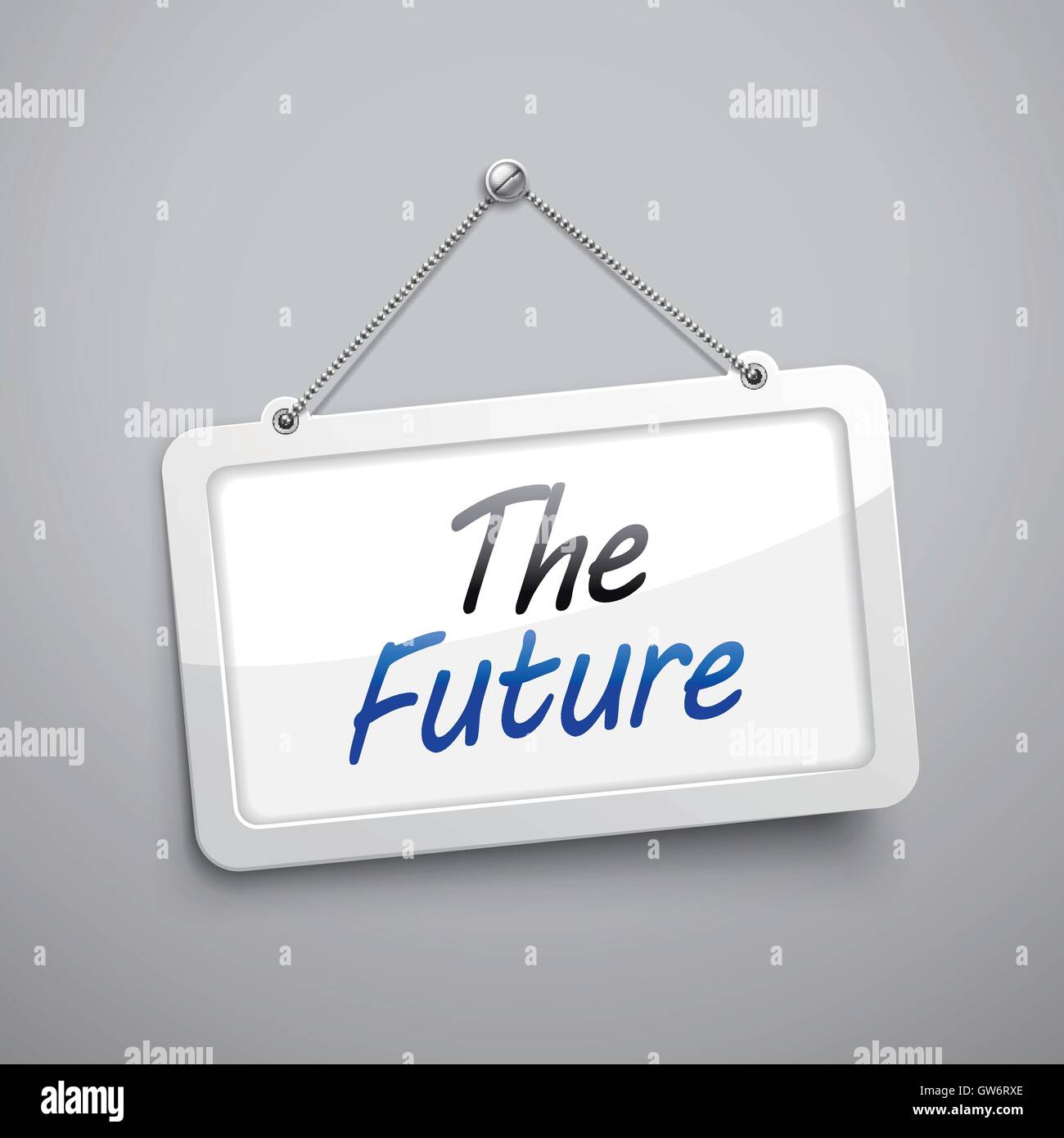the future hanging sign, 3D illustration isolated on grey wall Stock ...