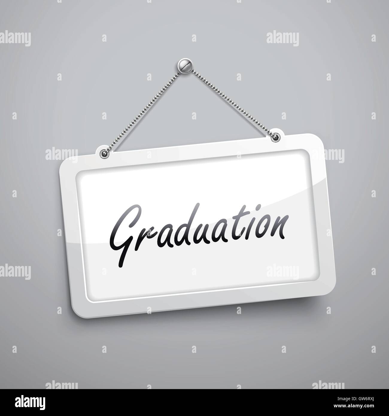 graduation hanging sign, 3D illustration isolated on grey wall Stock ...
