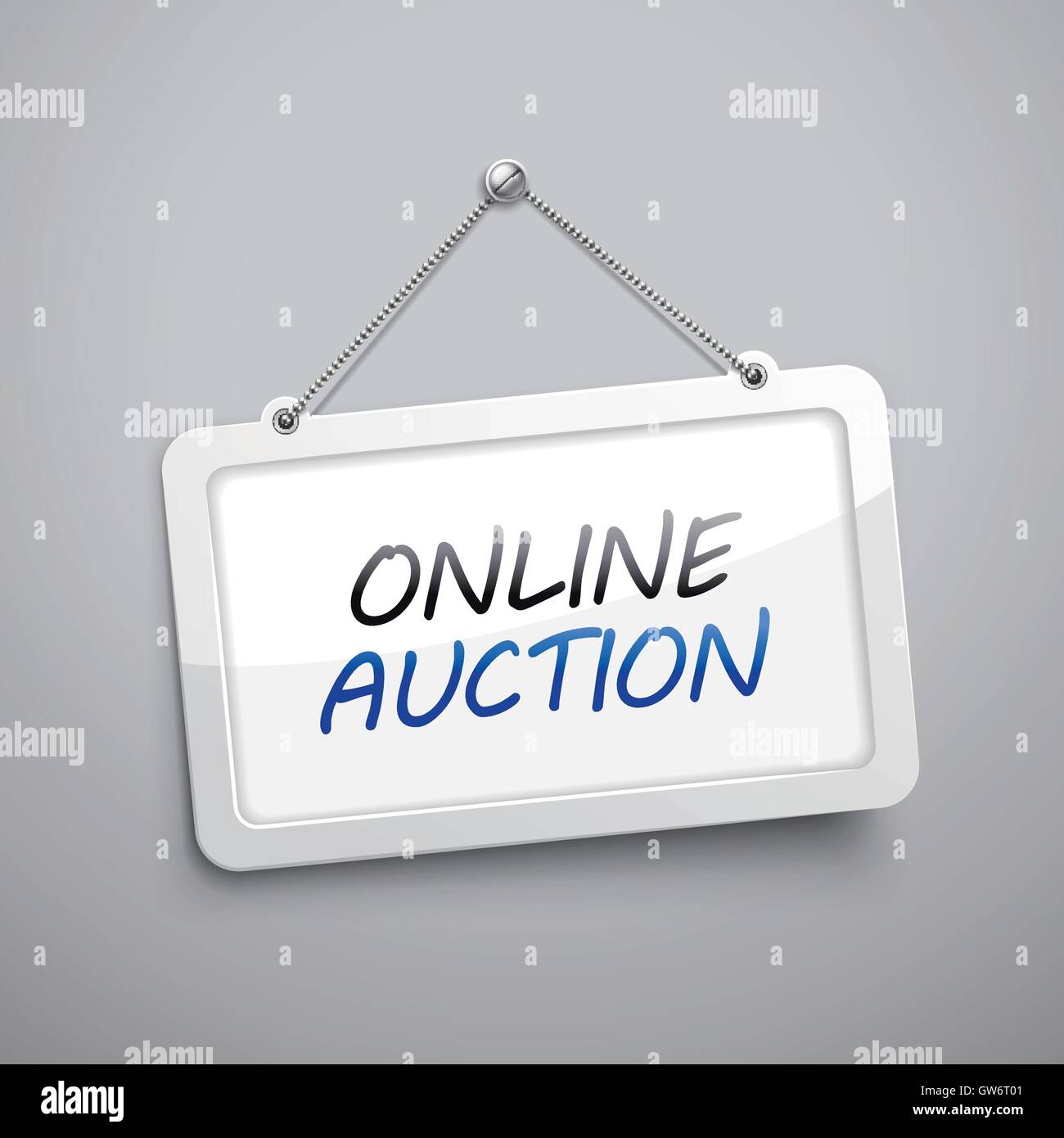 online auction hanging sign, 3D illustration isolated on grey wall ...