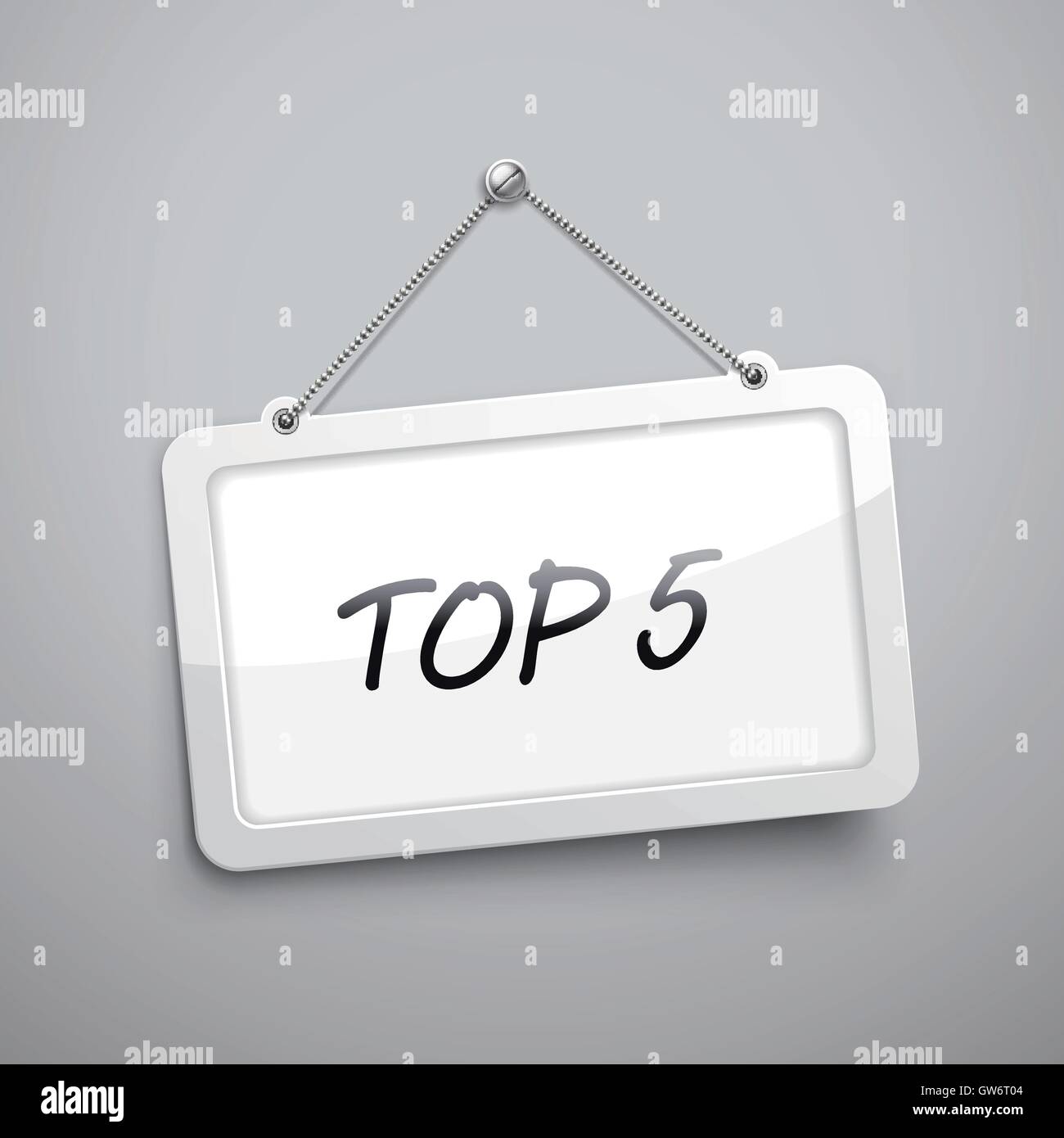 top 5 hanging sign, 3D illustration isolated on grey wall Stock Vector ...