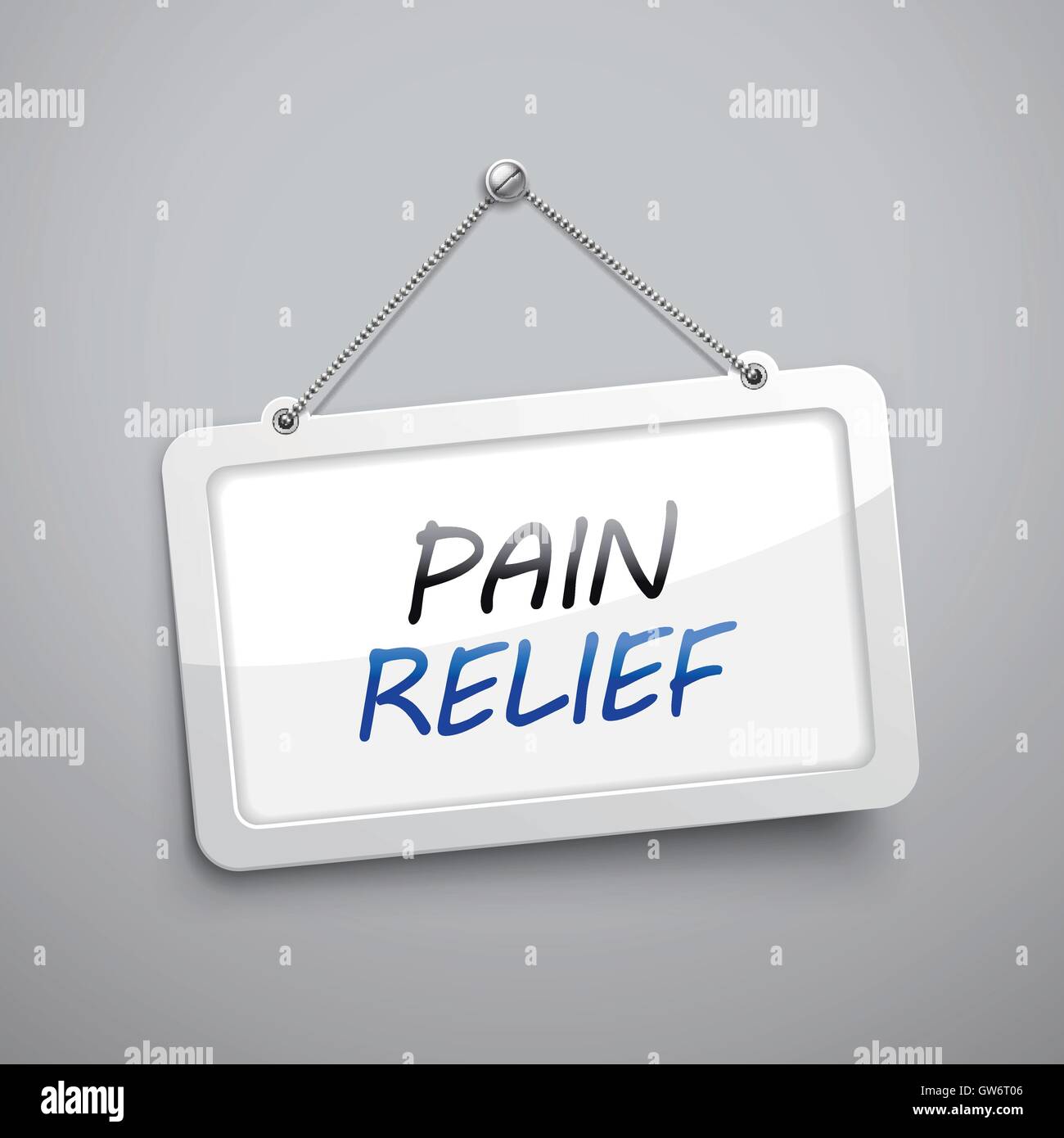 pain relief hanging sign, 3D illustration isolated on grey wall Stock ...
