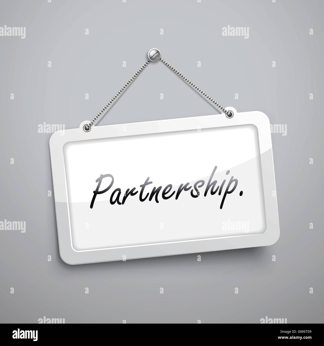 partnership hanging sign, 3D illustration isolated on grey wall Stock ...
