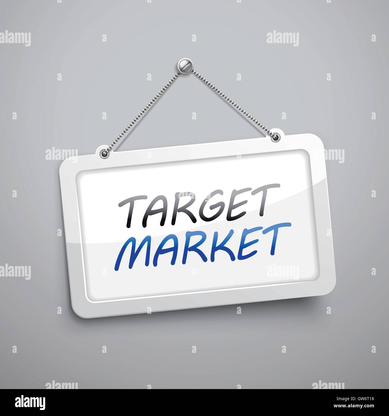 target market hanging sign, 3D illustration isolated on grey wall Stock ...