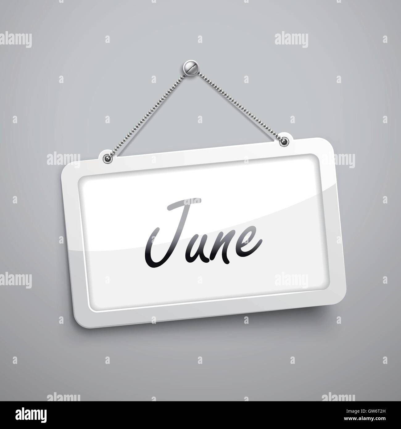 June hanging sign, 3D illustration isolated on grey wall Stock Vector ...
