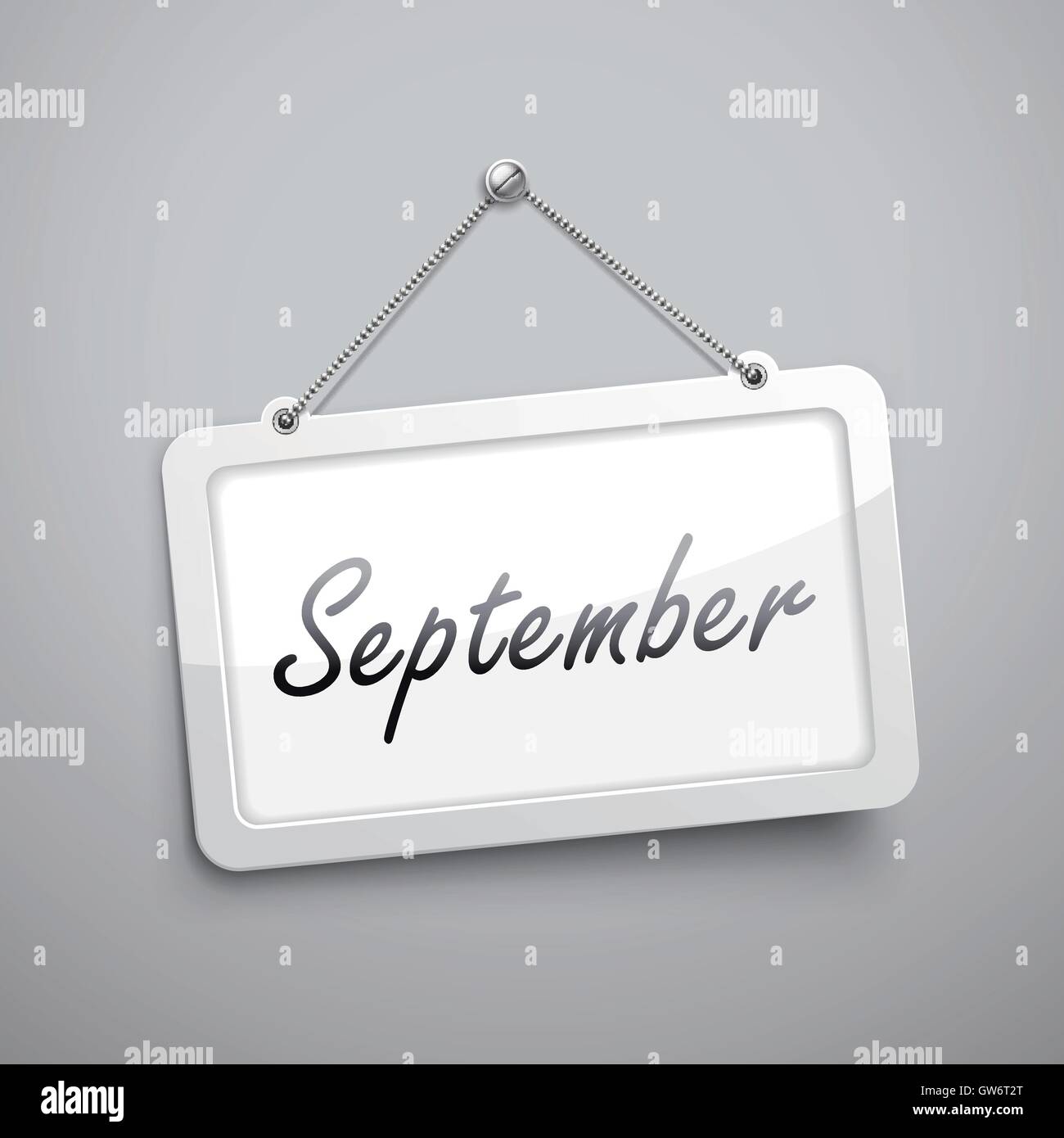 September hanging sign, 3D illustration isolated on grey wall Stock ...