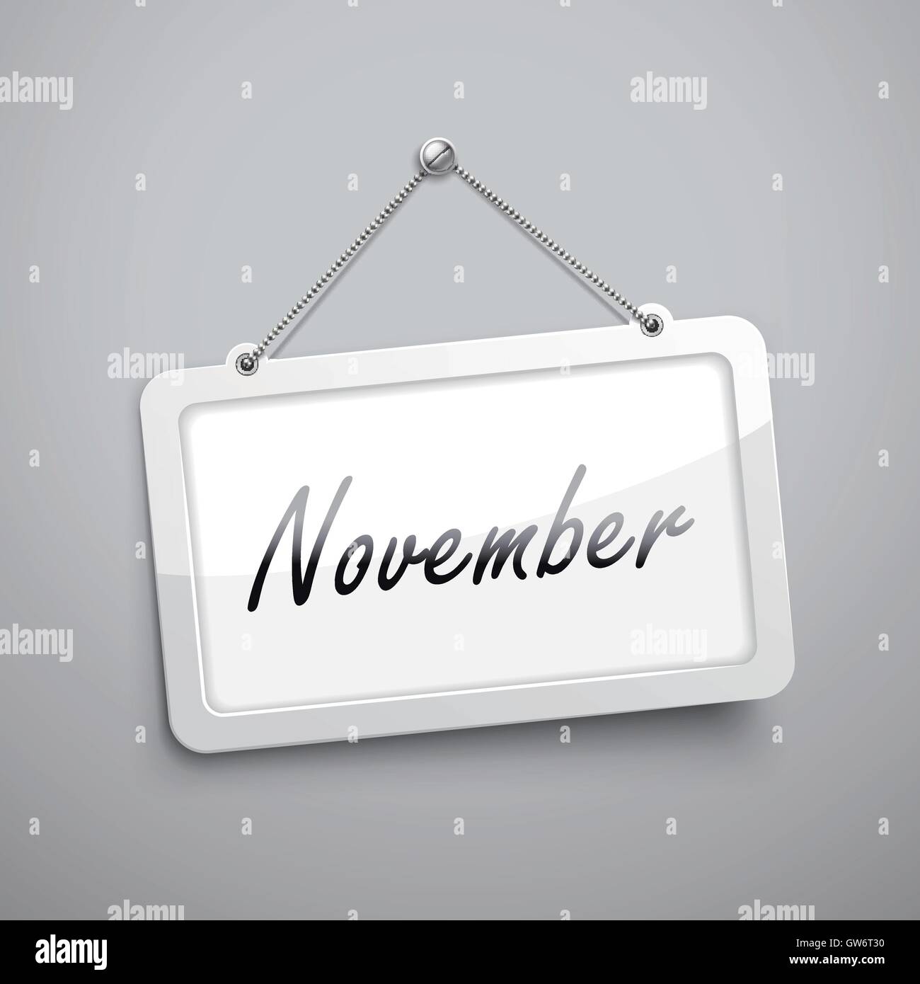 November hanging sign, 3D illustration isolated on grey wall Stock ...