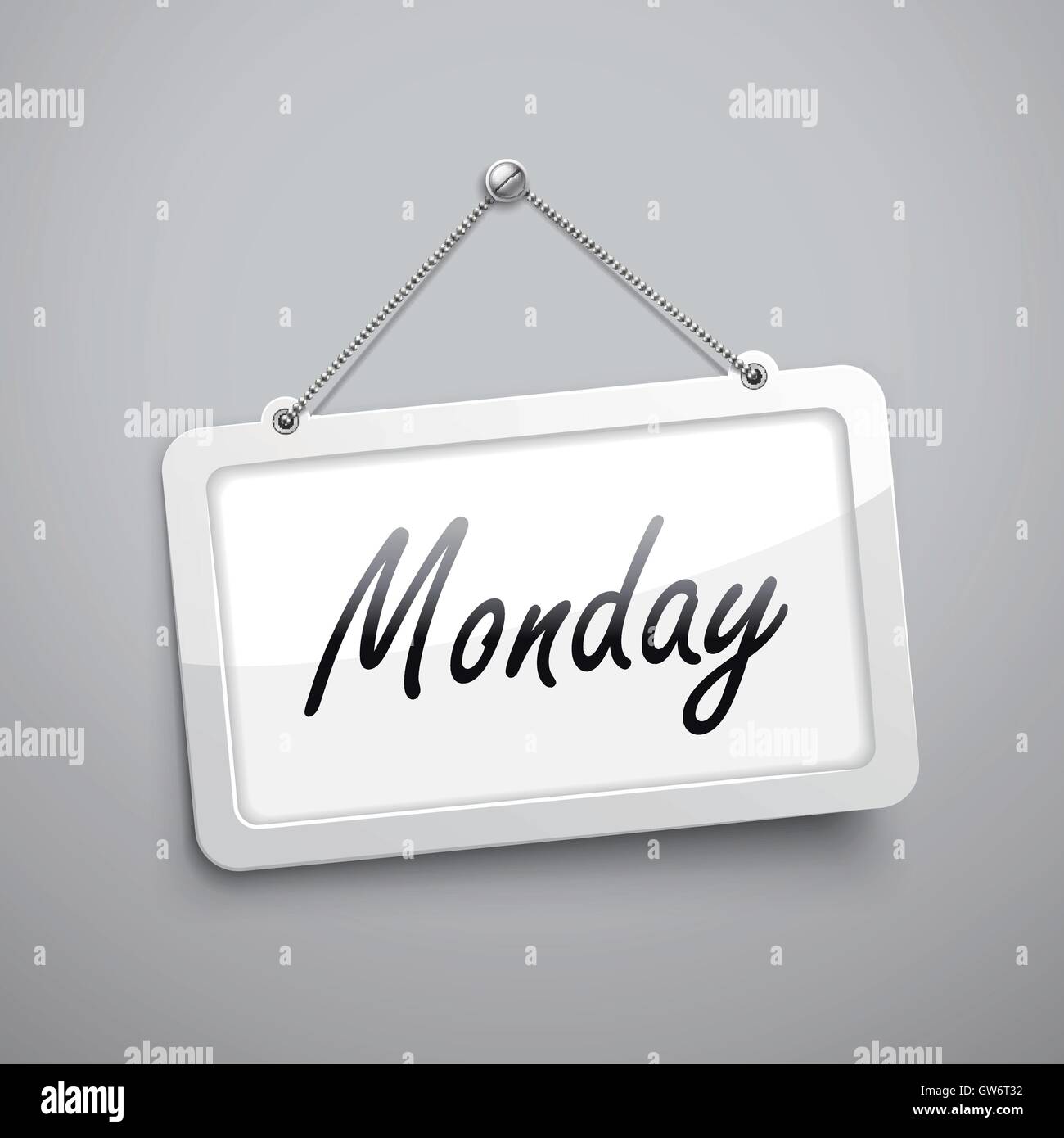 Monday hanging sign, 3D illustration isolated on grey wall Stock Vector ...