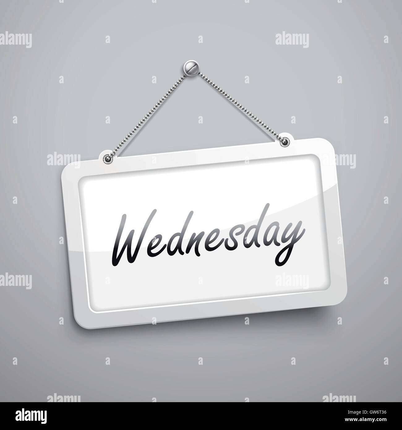 Wednesday hanging sign, 3D illustration isolated on grey wall Stock ...