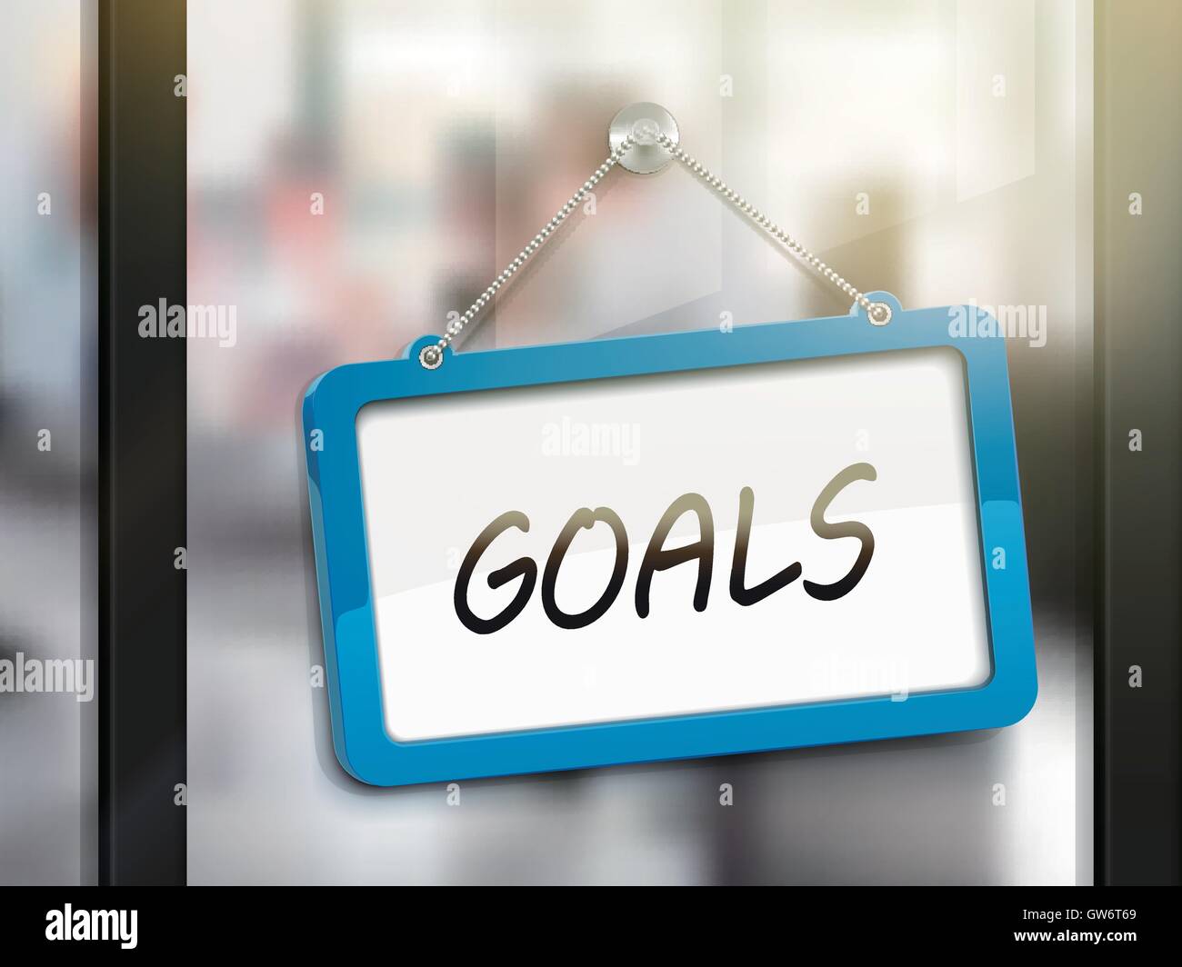 goals hanging sign, 3D illustration isolated on office glass door Stock ...