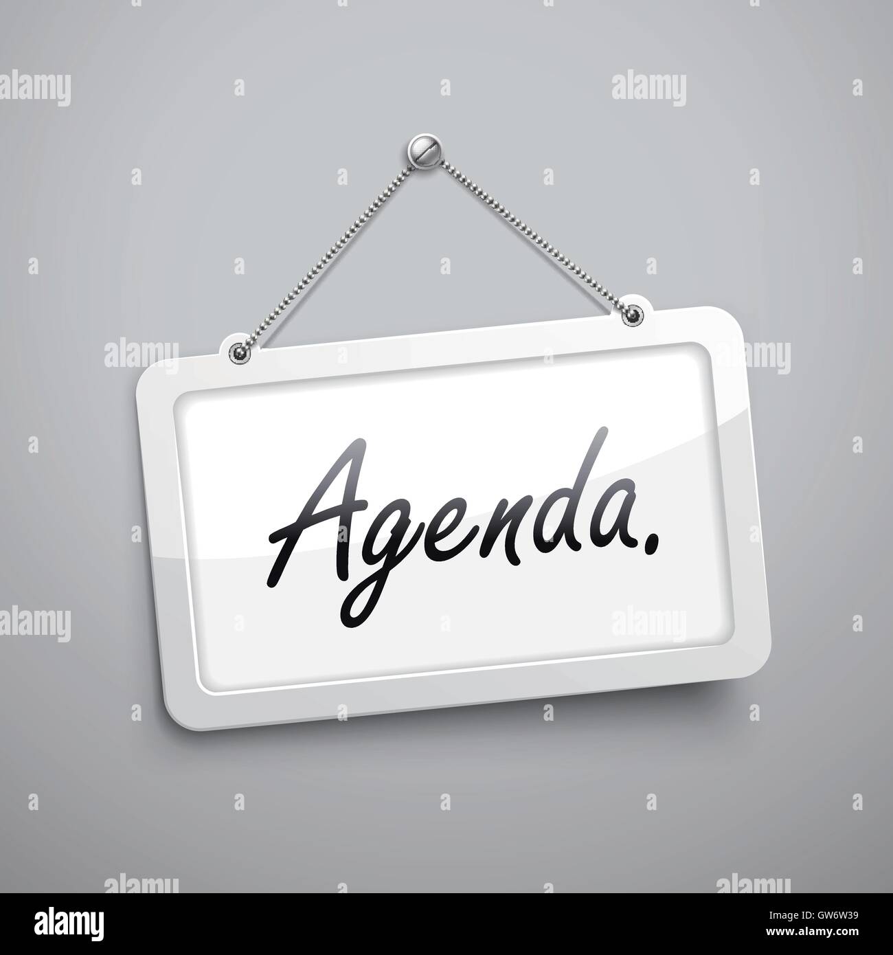 agenda hanging sign, 3D illustration isolated on grey wall Stock Vector ...