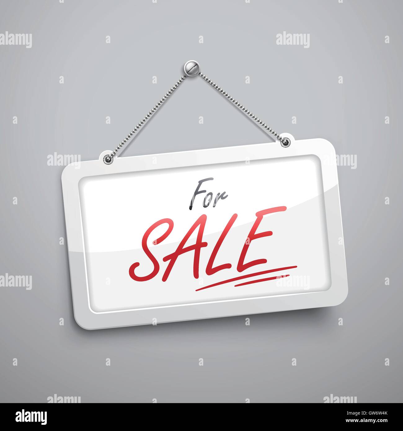 apartment or house for sale hanging sign, 3D illustration isolated on ...