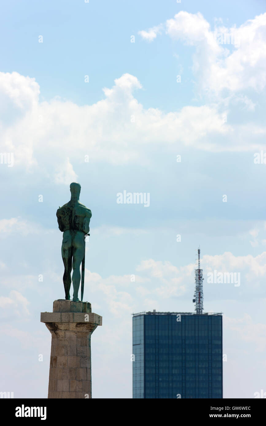 The Pobednik (the Victor) at the Fortress of Belgrade with modern ...