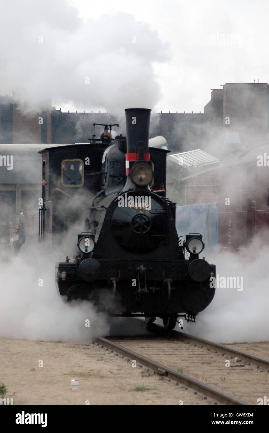 Steam train on the line, run by the Danish Railway Museum Stock Photo ...