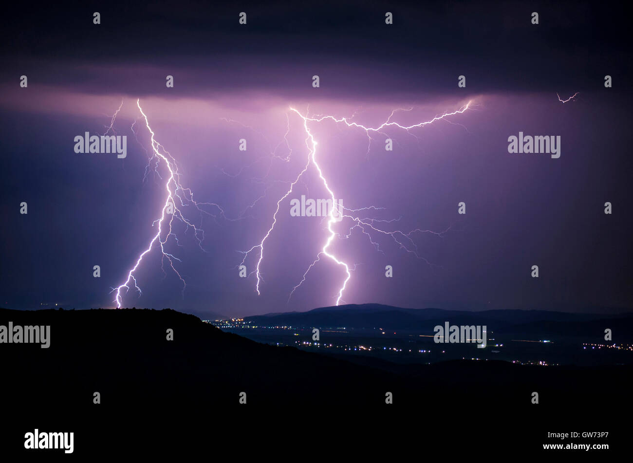lightning storm at night Stock Photo - Alamy