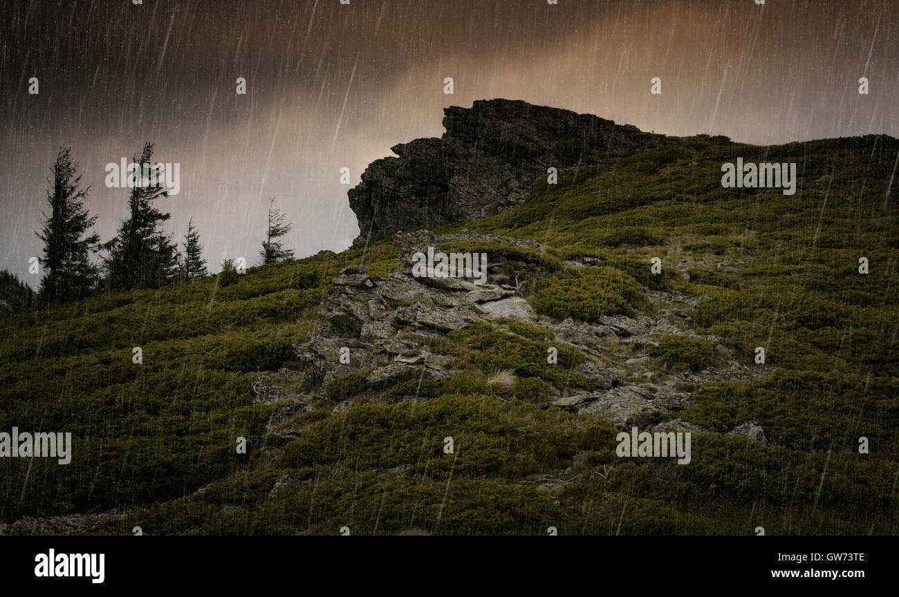 heavy rain landscape Stock Photo - Alamy