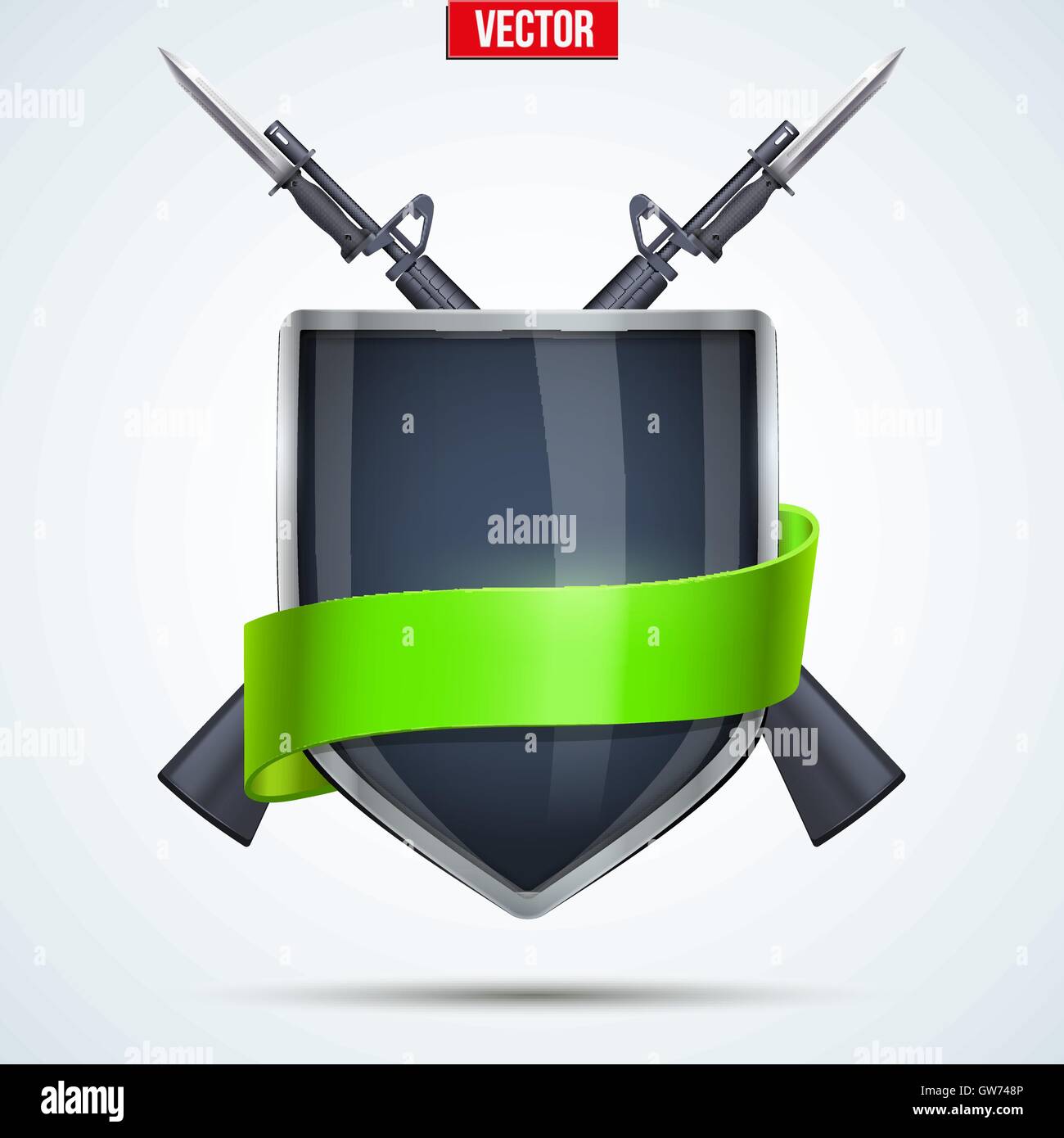 Military Shield with ribbon and rifles Stock Vector Image & Art - Alamy