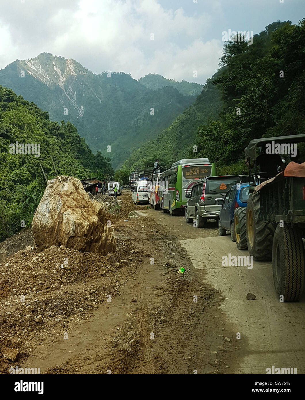 Traffic jam because of landslide hi-res stock photography and images ...