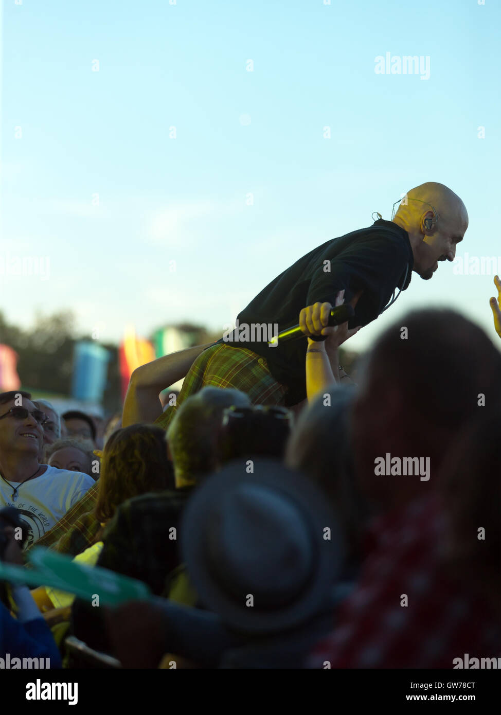 Tim Booth lead singer from the band James, crowd-surfing during the ...