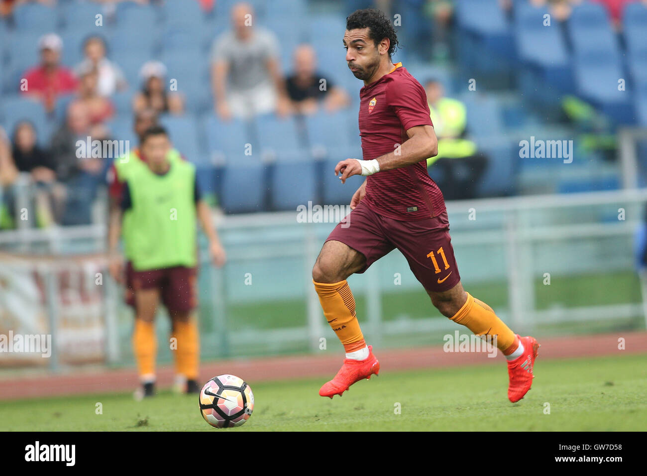 Stadium Olimpico, Rome, Italy. 11th Sep, 2016. Mohamed Salah in action ...