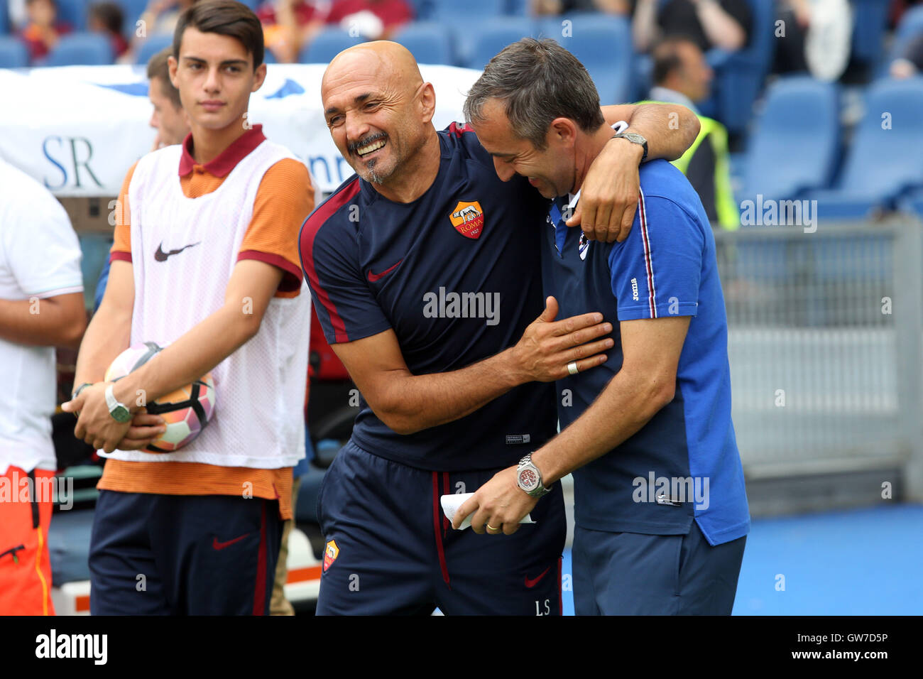 Stadium Olimpico, Rome, Italy. 11th Sep, 2016. The two team coaches ...