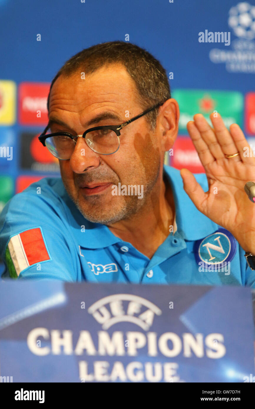 Kiev, Ukraine. 12th September, 2016. SSC Napoli manager Maurizio Sarri ...