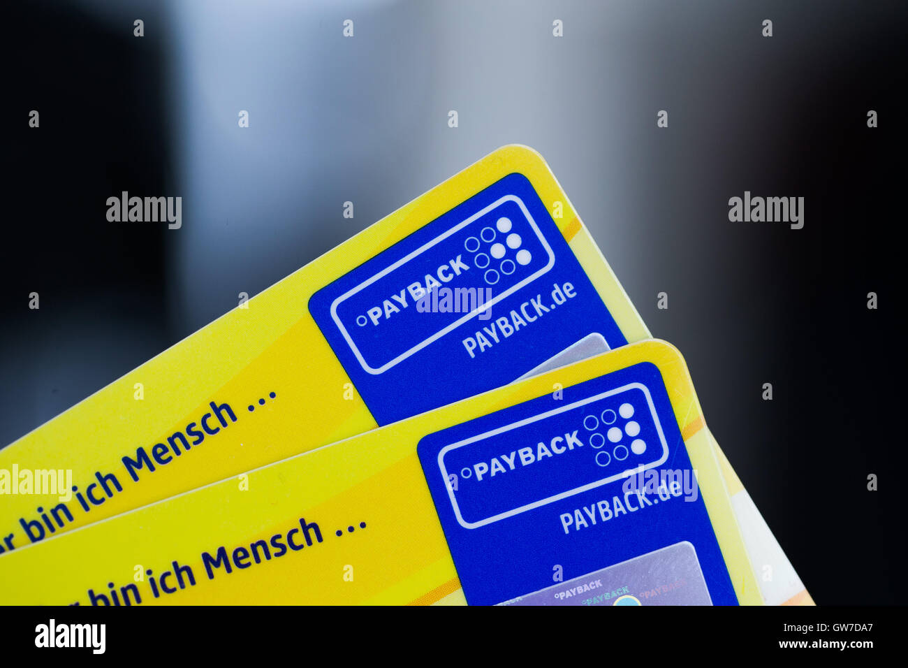 Duesseldorf, Germany. 12th Sep, 2016. ILLUSTRATION - 2 Payback cards ...