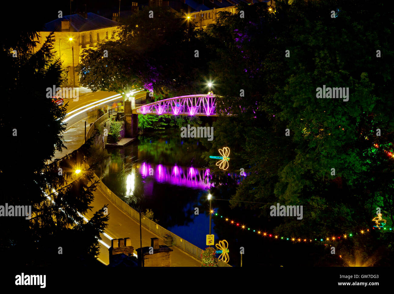 Decorative lights on the River Derwent at the start of the annual ...