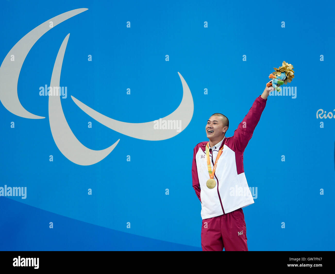 Rio De Janeiro, Brazil. 12th Sep, 2016. Pan Shiyun of China celebrates ...