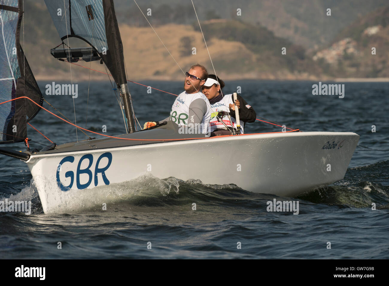 Great Britain's Alexandra Rickham and Niki Birrell in the SKUD18 class ...