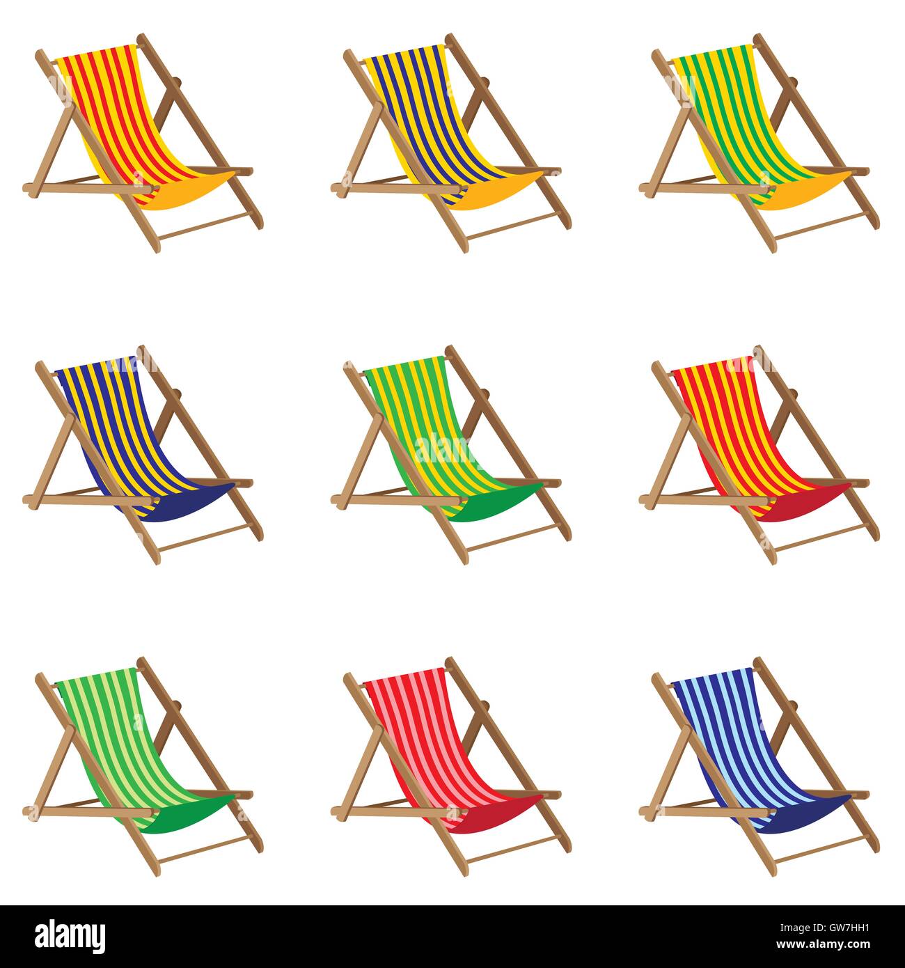 Deck chair beach illustration vector hi-res stock photography and ...