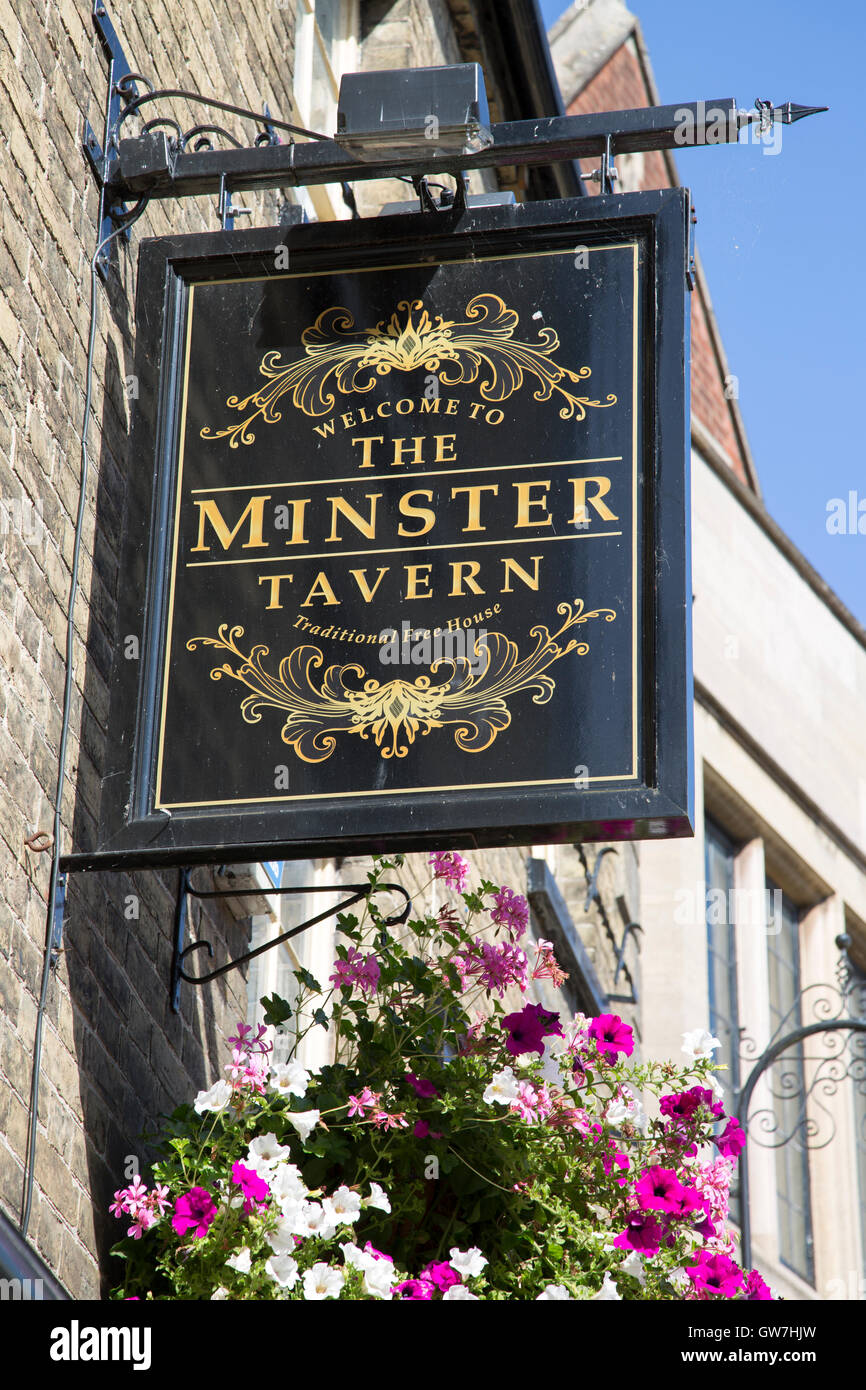 Minster Tavern Pub Sign, Ely, Cambridgeshire, England, UK Stock Photo ...