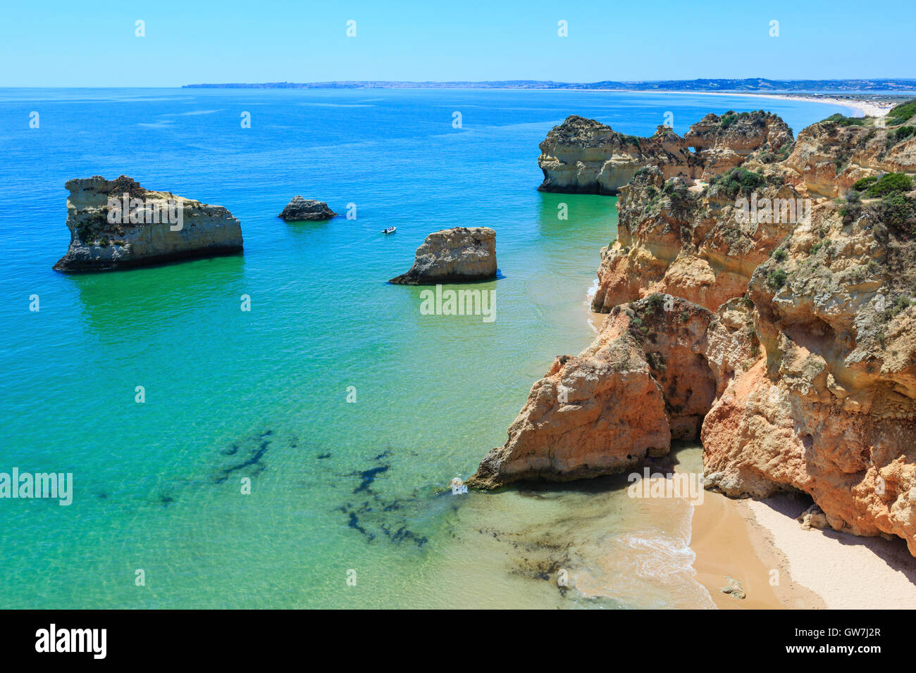 Rocks near beach Dos Tres Irmaos. Top view (Portimao, Alvor, Algarve ...