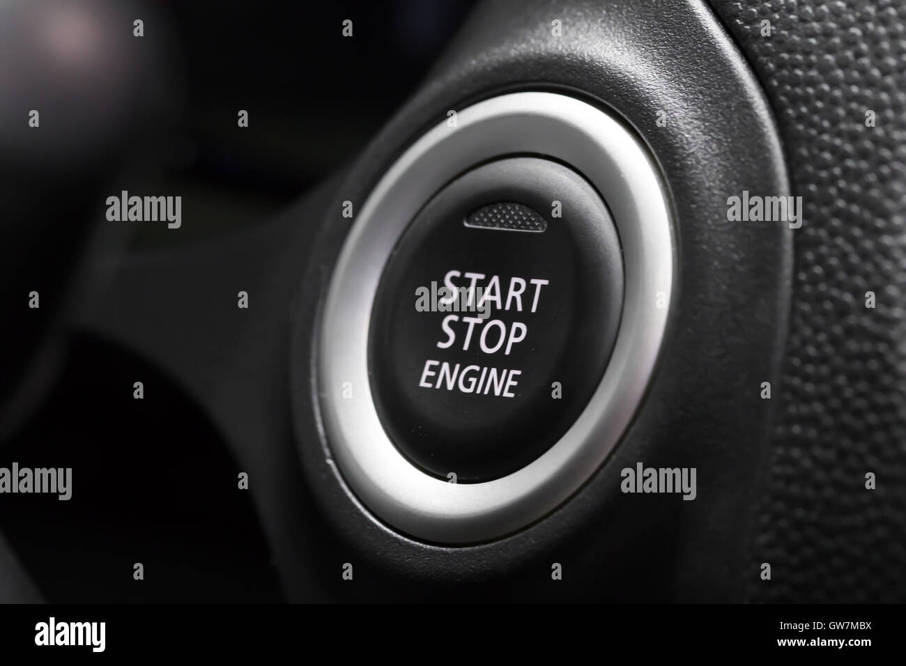 start stop engine buttons in car Stock Photo - Alamy