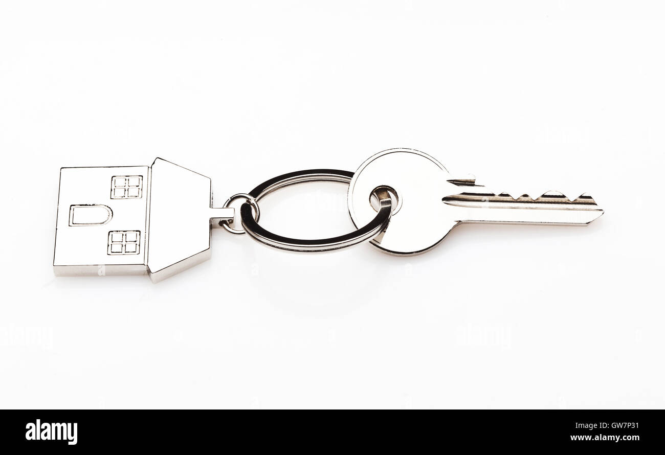 house key ring and white background Stock Photo - Alamy