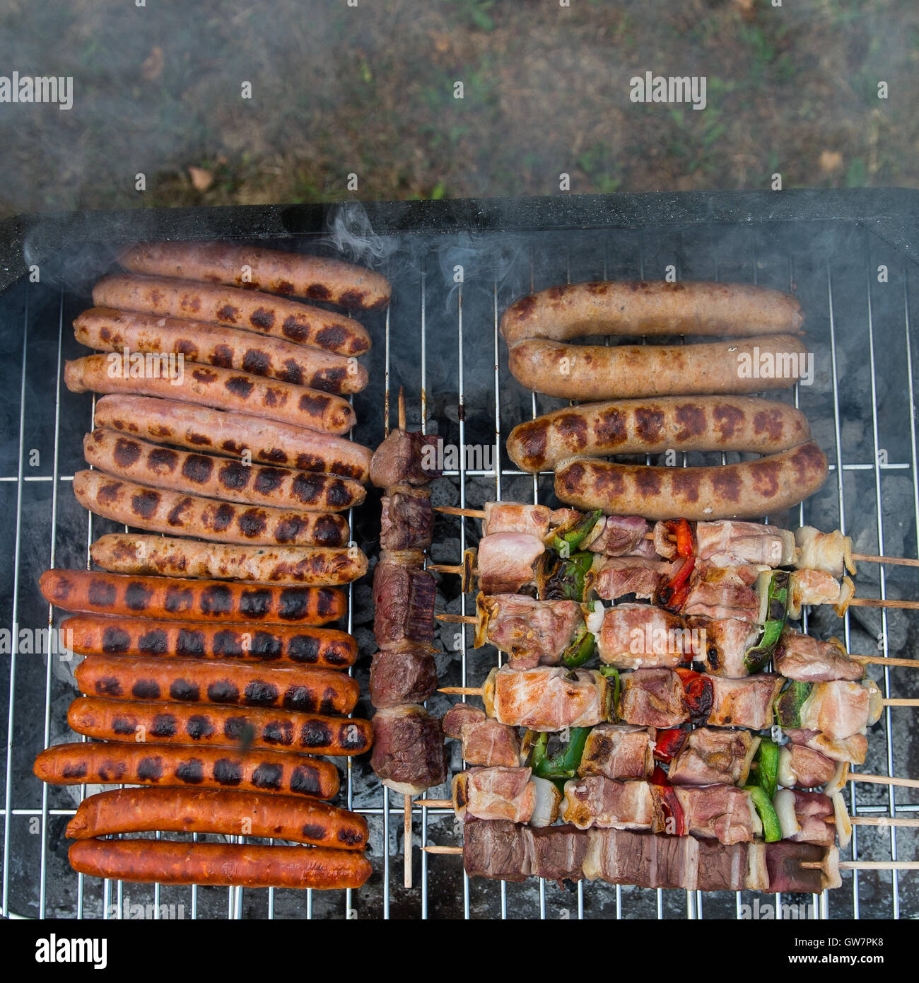 Barbecue grill with various kinds of meat, close-up Stock Photo - Alamy