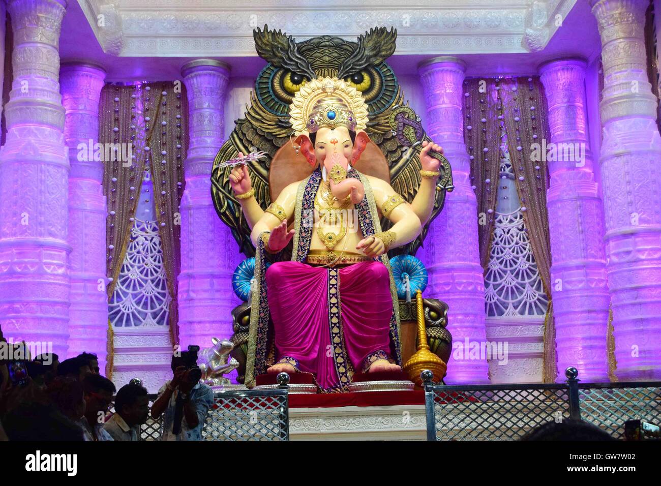 Lalbaugcha Raja Ganpati idol elephant headed god Ganesh Sarvajanik Ganeshotsav Mandal Mumbai ...