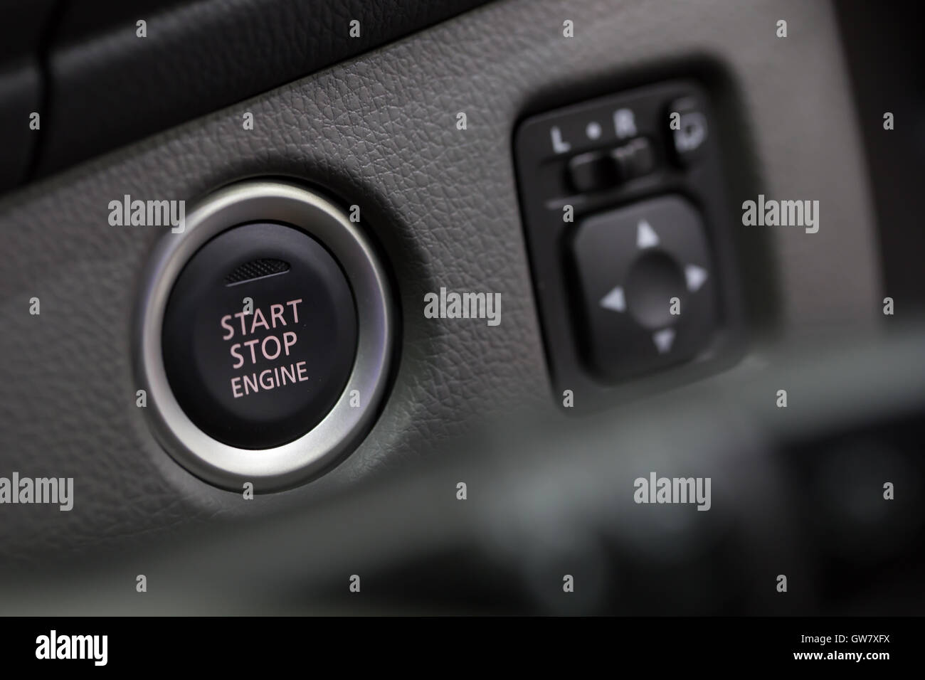 start stop engine buttons in car Stock Photo - Alamy