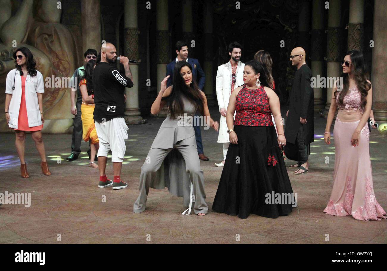 Bollywood actor Katrina Kaif with stand up comedian Bharti Singh during ...