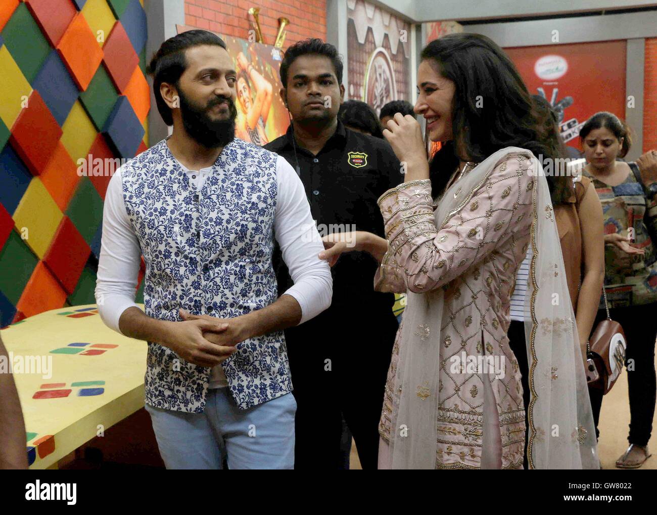 Bollywood actors Nargis Fakhri and Riteish Deshmukh during the promotion of film Banjo Mumbai ...