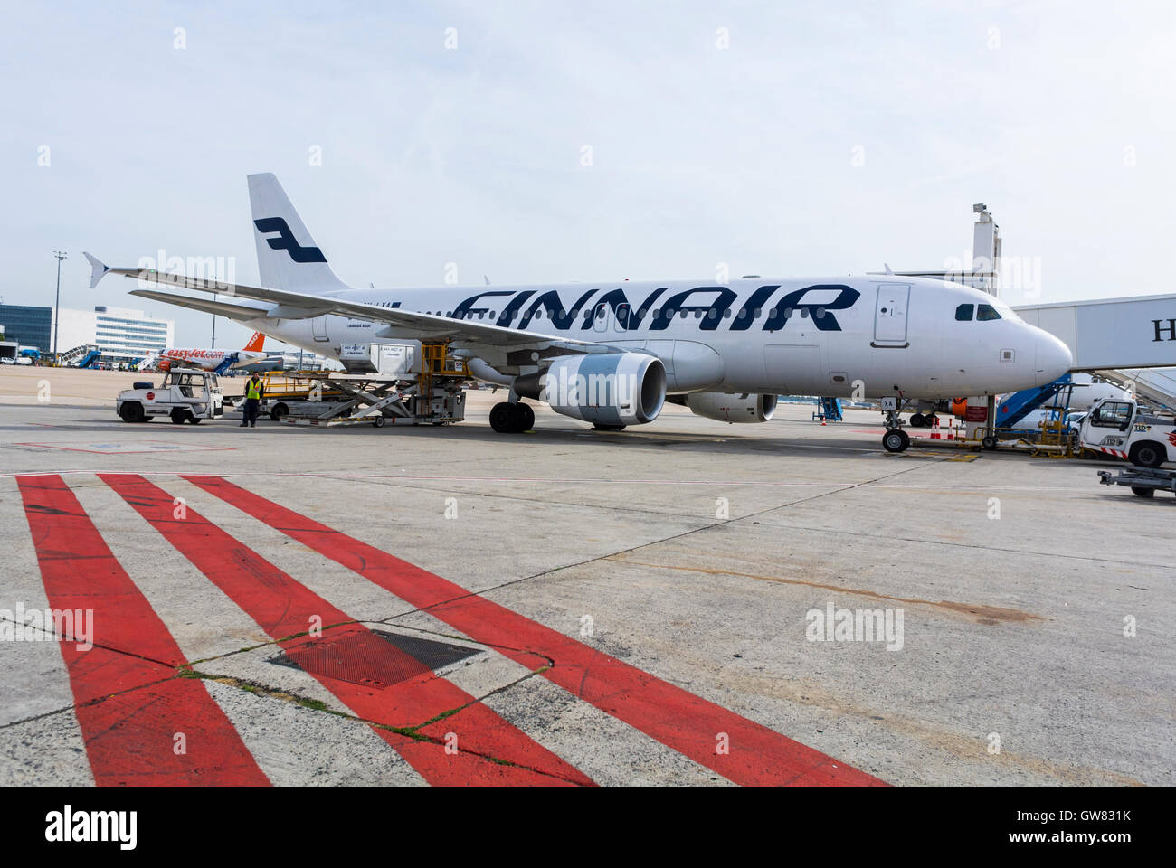 Paris, France, Finnair Jet Plane Aircraft on Runway at Airport Roissy ...