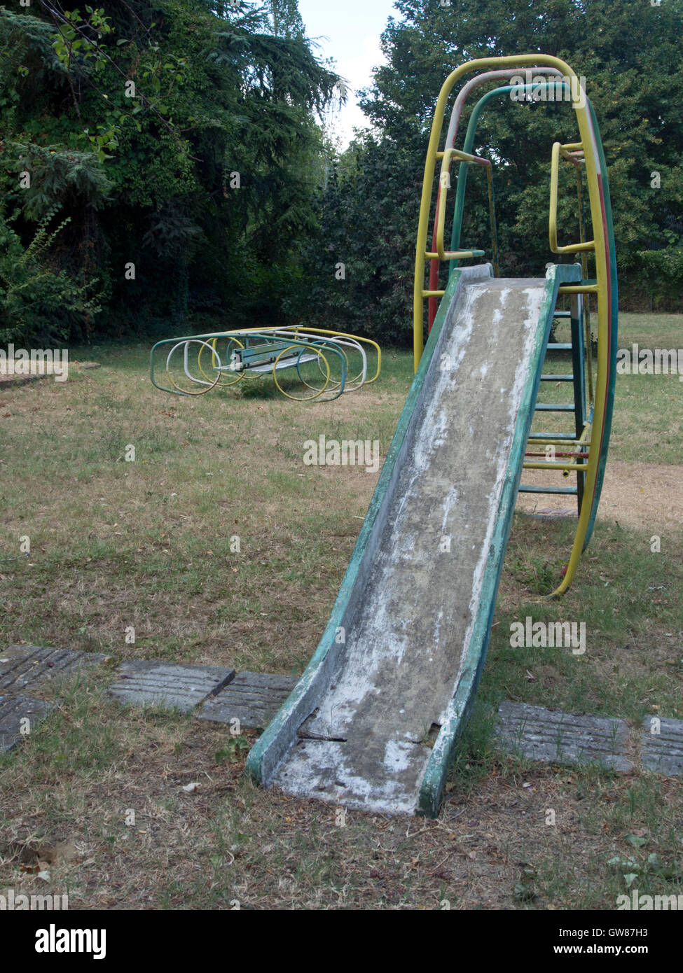 Run down playground in an old Communist era resort hotel on the Black ...