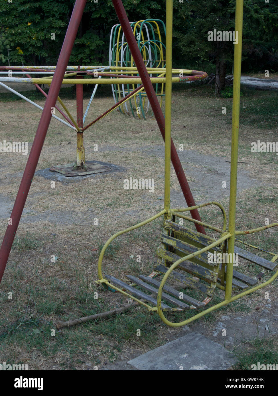 Run down playground in an old Communist era resort hotel on the Black ...